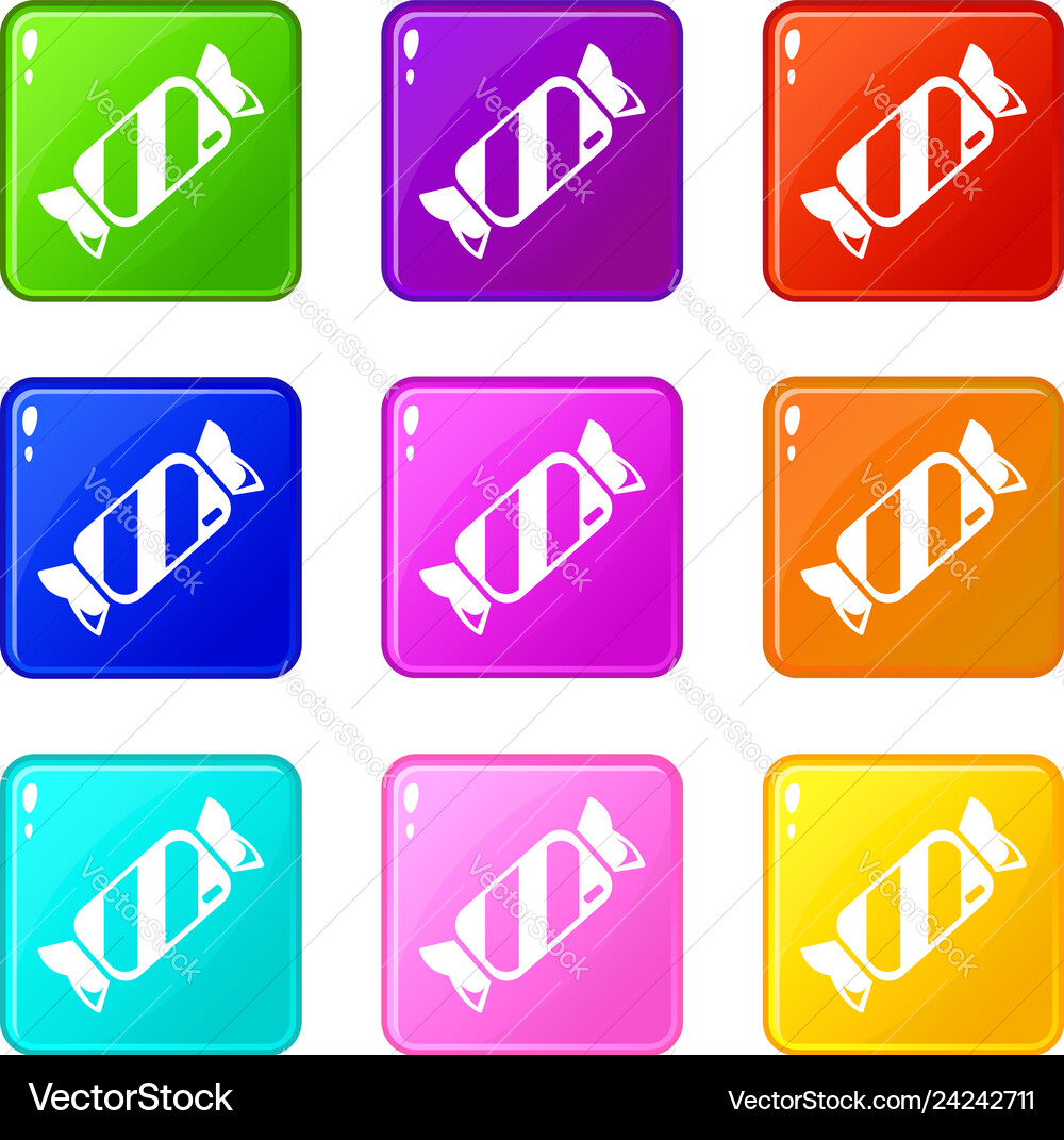 Candy icons set 9 color collection Royalty Free Vector Image
