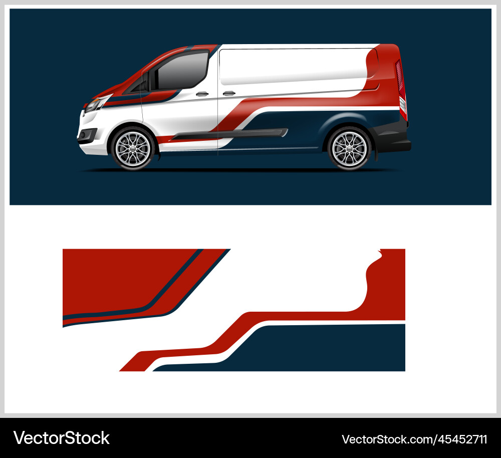 Car livery red van wrap design wrapping sticker Vector Image