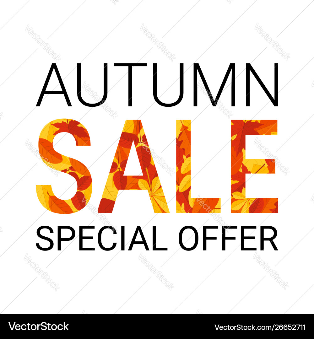 Fall sale promotion design in flat style Vector Image