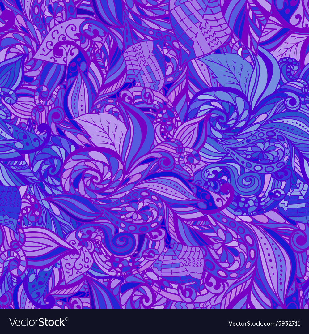 Hand drawn seamless blue and purple pattern Vector Image