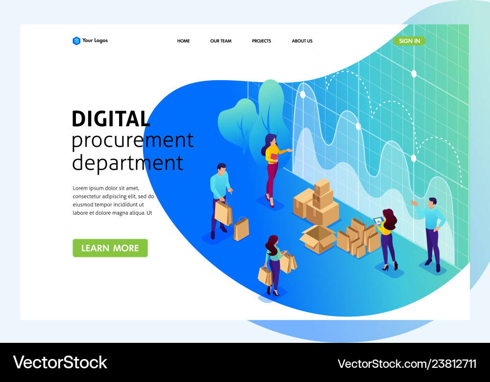 Isometric digital procurement marketing research Vector Image