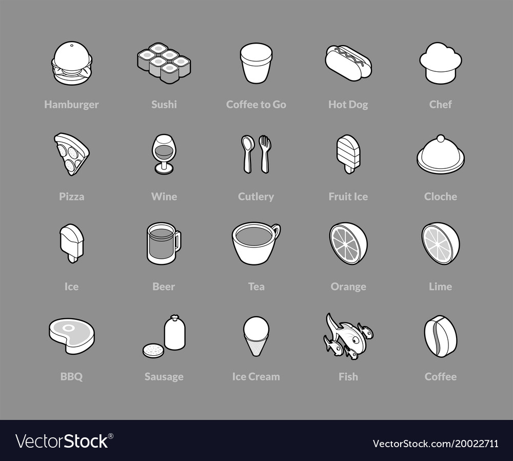 Isometric outline icons set Royalty Free Vector Image Isometric outline icons set Royalty Free Vector Image