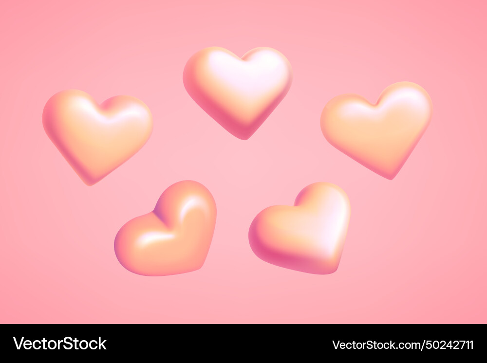 Pink hearts in rotation isolated Royalty Free Vector Image