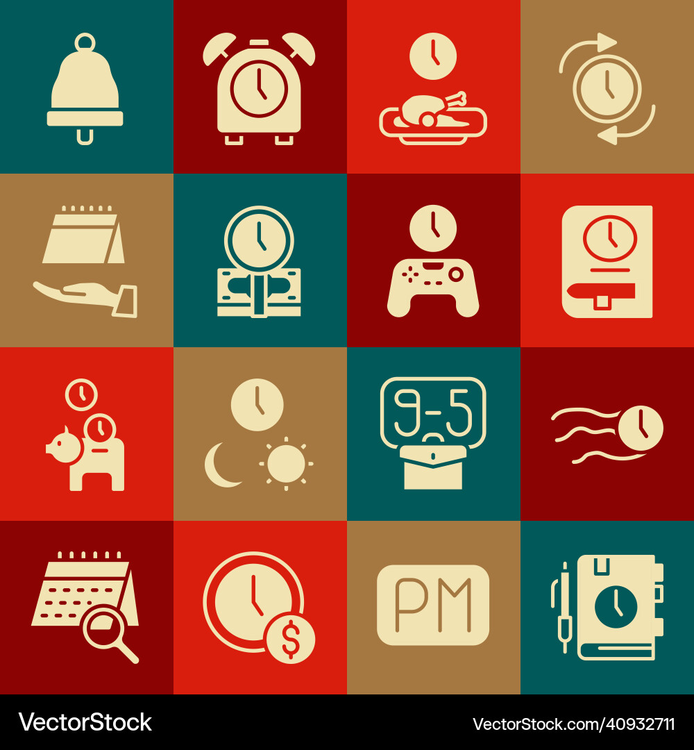 Set daily paper notepad time flies on the clock Vector Image