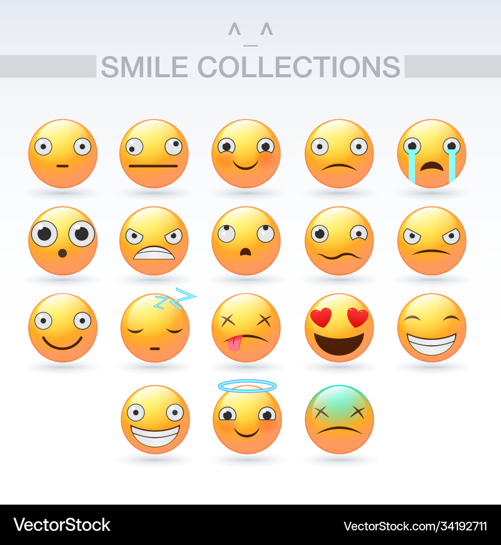 Set emoticons smile icons isolated Royalty Free Vector Image
