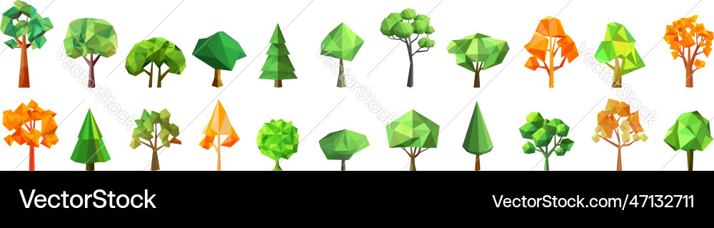 Set of abstract low poly tree icon geometric Vector Image