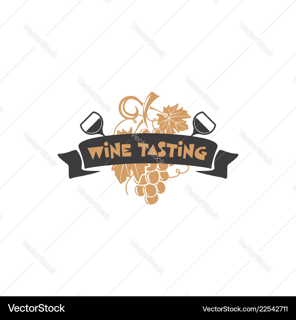 Wine tasting badge winery logo template drink Vector Image