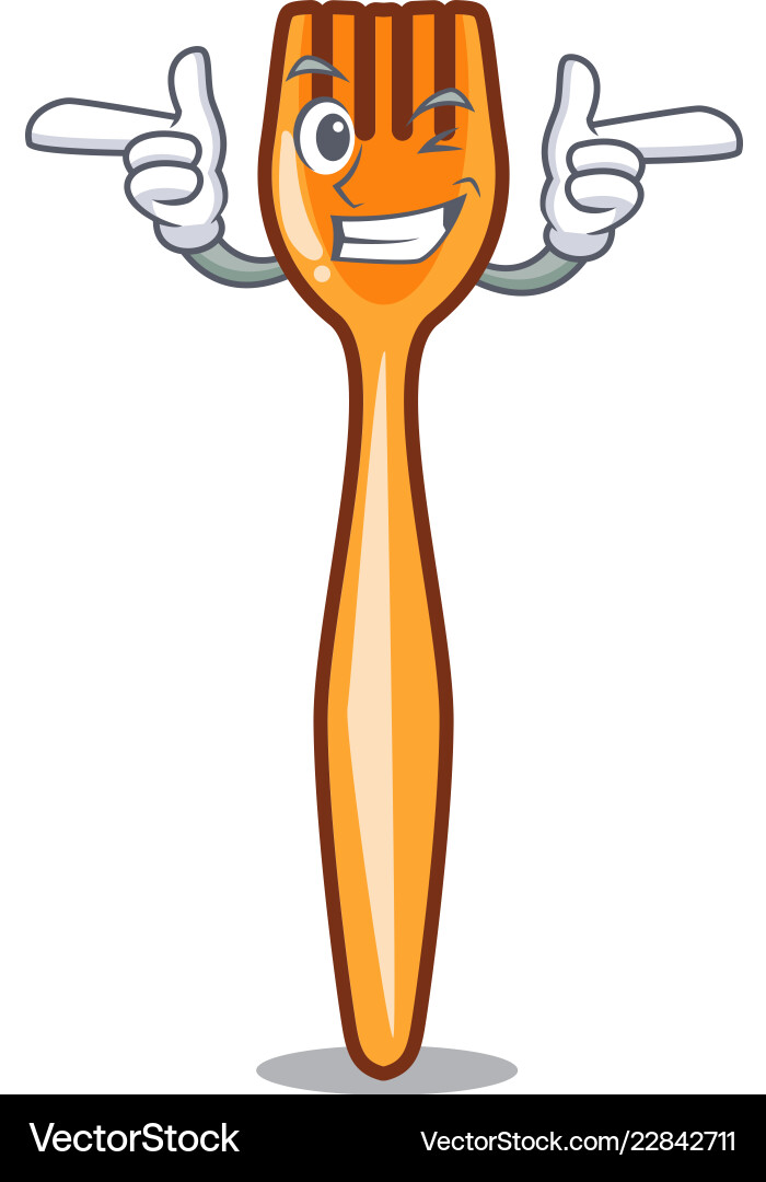 Wink plastic fork cartoon with the isolated Vector Image