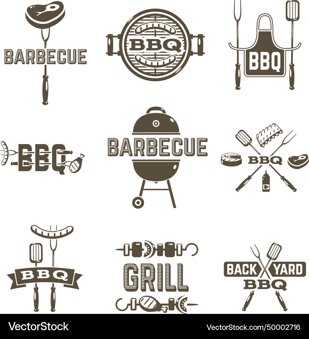 Barbecue and grill labels Royalty Free Vector Image