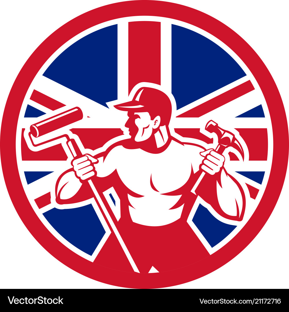 British handyman union jack flag icon Royalty Free Vector