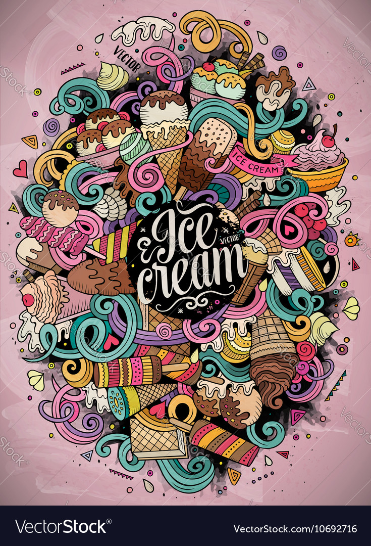 Cartoon Hand Drawn Doodles Ice Cream Royalty Free Vector