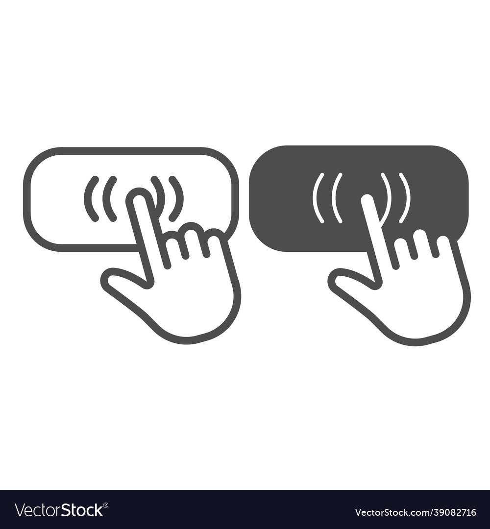 Hand cursor on button pointer clicking line Vector Image