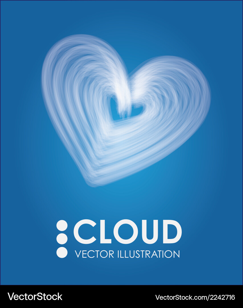 Heart shaped cloud over blue background Royalty Free Vector