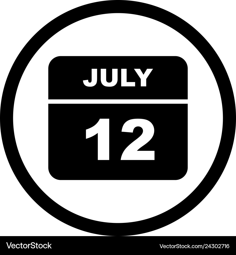 July 12th date on a single day calendar Royalty Free Vector