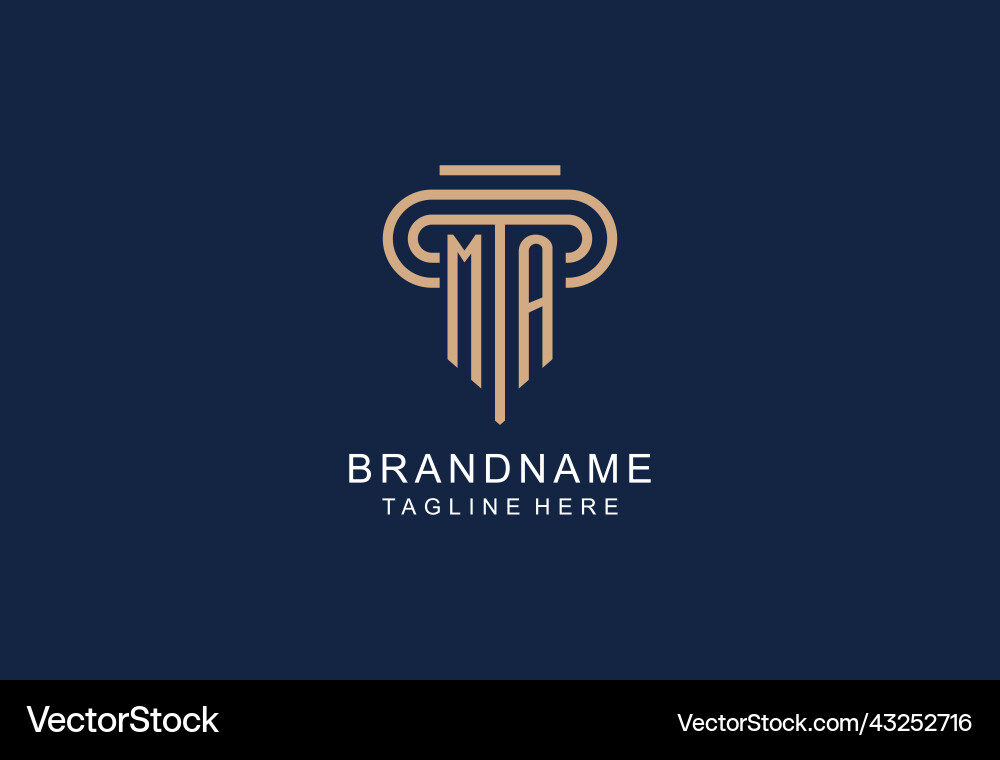 Ma initial pillar logo elegant and luxury law Vector Image