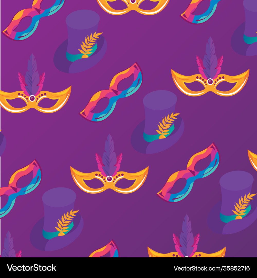 Mardi gras carnival celebration with masks Vector Image