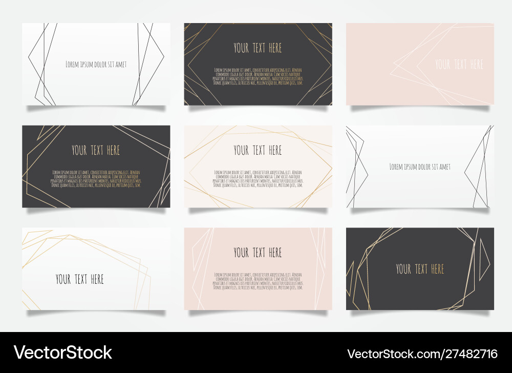 Set business card with geometric lines Royalty Free Vector