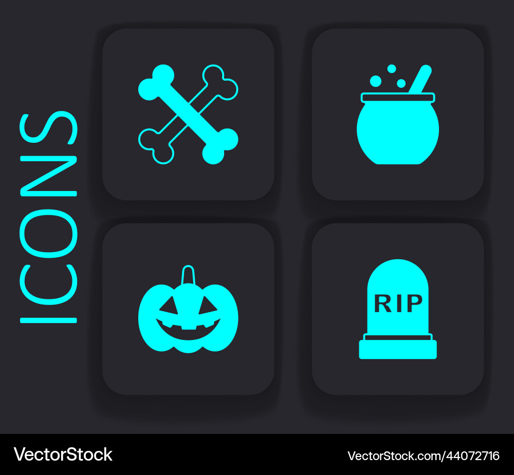 Set tombstone with rip written crossed bones Vector Image