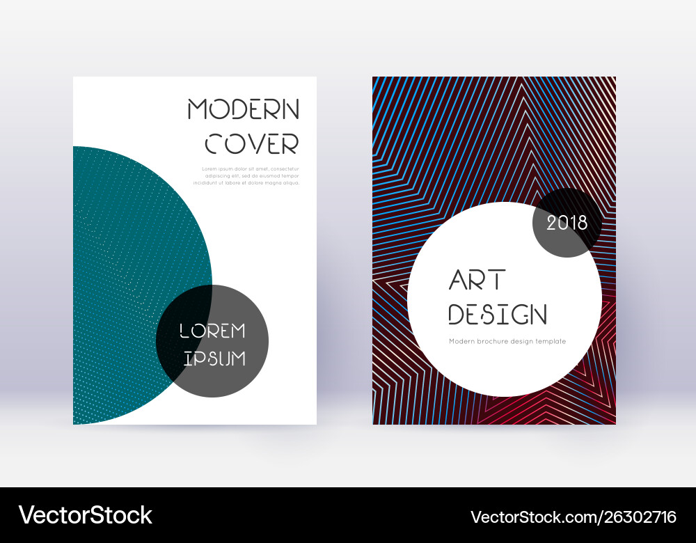 Trendy cover design template set red abstract lin Vector Image