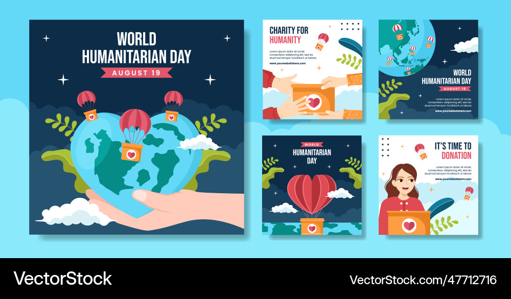 World humanitarian day social media post flat Vector Image