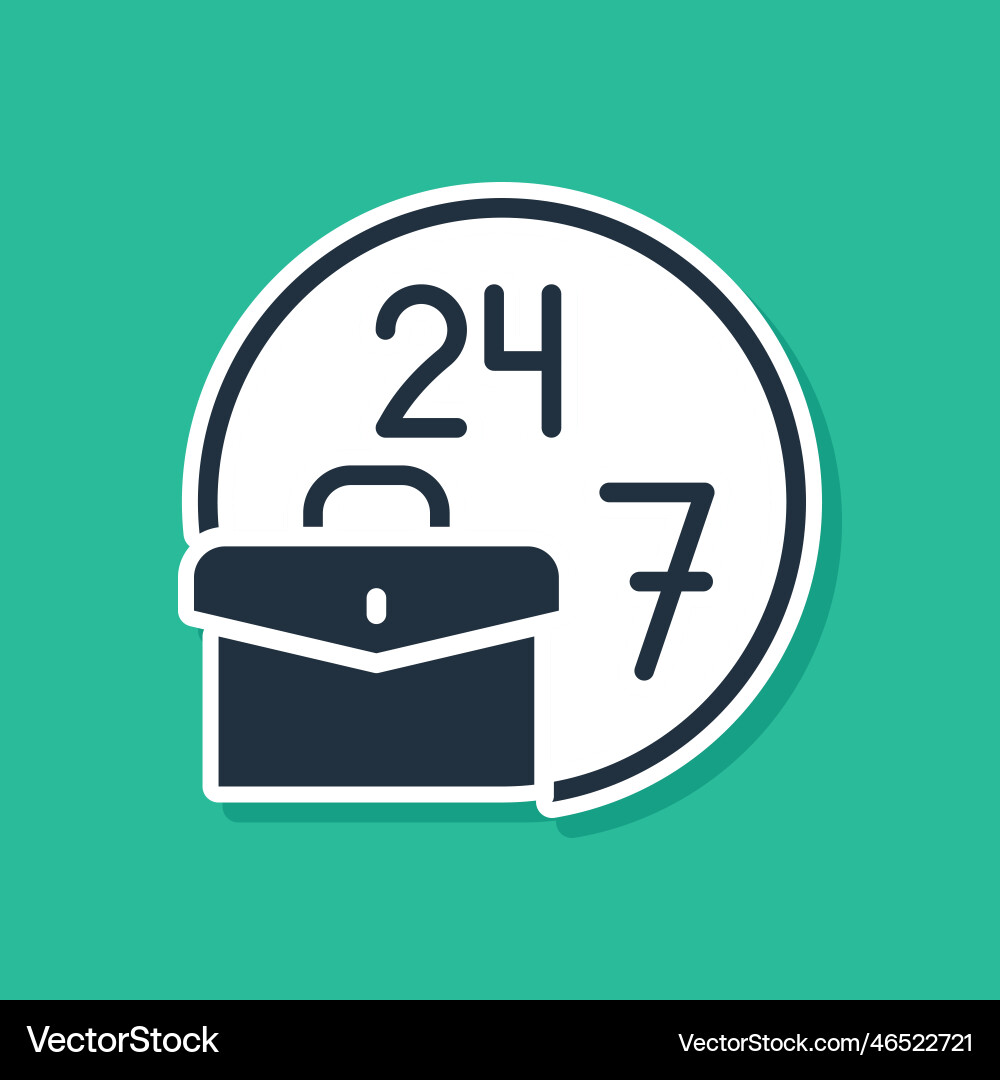 Blue always busy icon isolated on green background