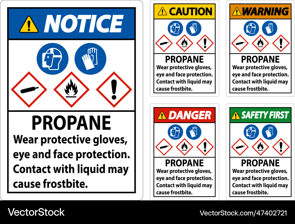 Danger propane flammable gas ppe ghs sign Vector Image