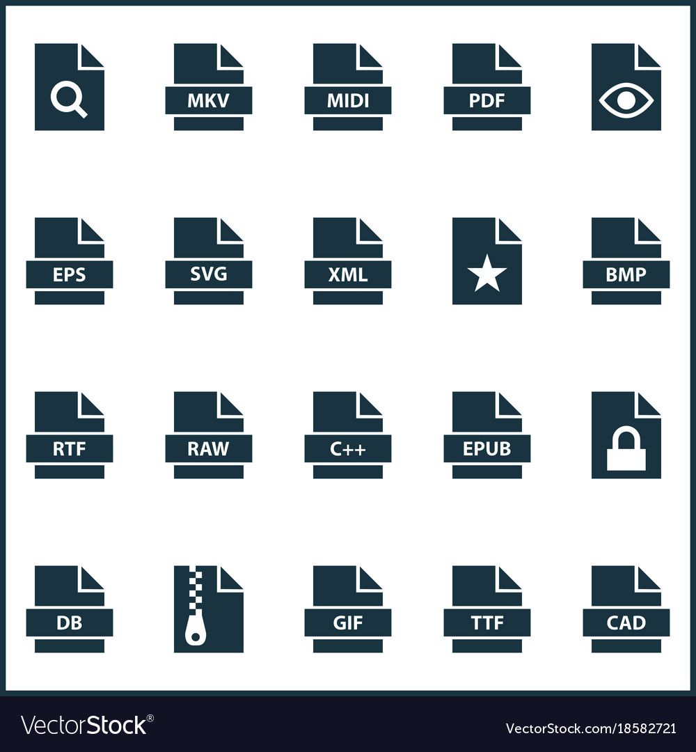 Document icons set includes such as view Vector Image
