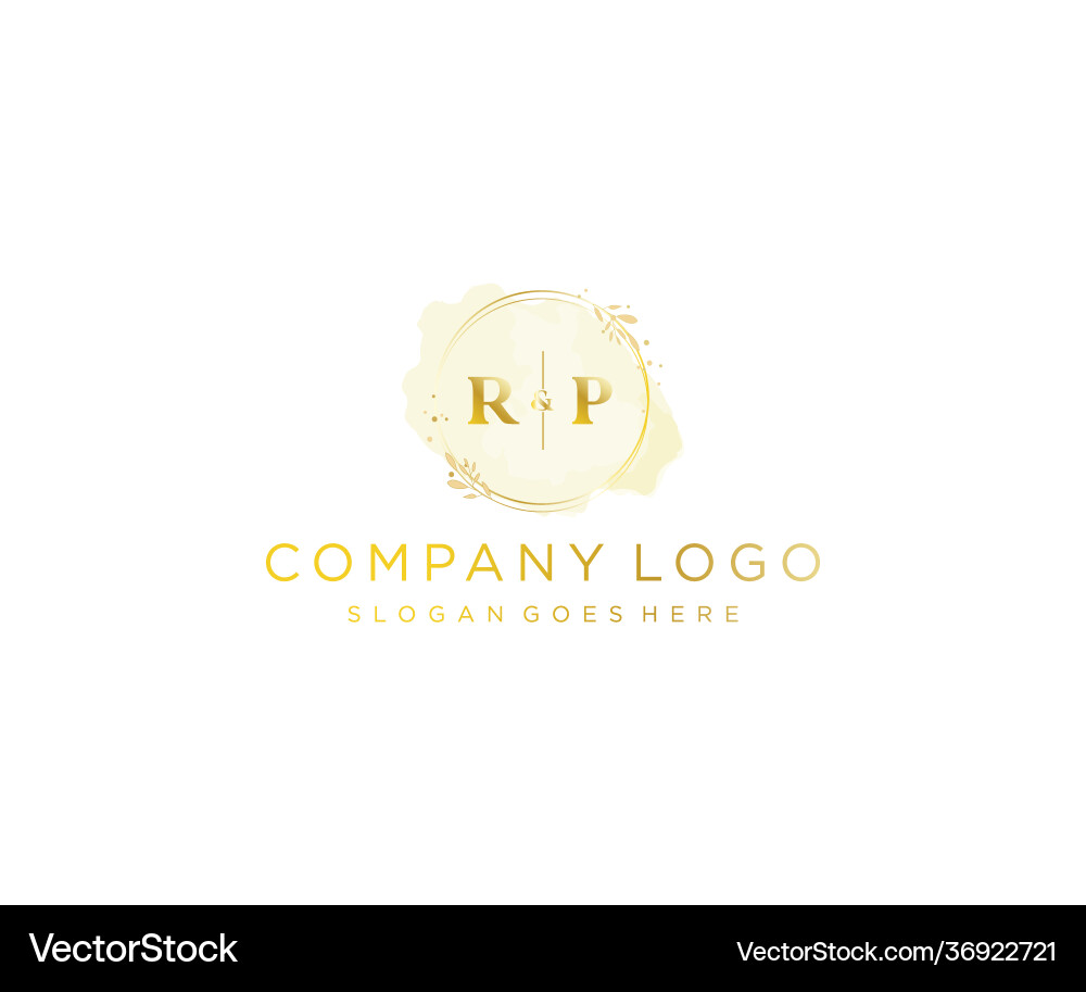 Initial rp letters colorful watercolor splash Vector Image