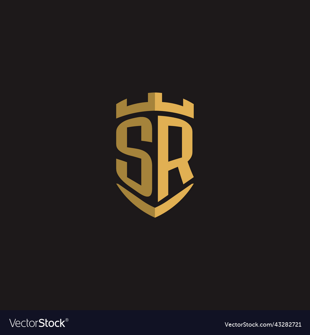 Initials sr logo monogram with shield style design