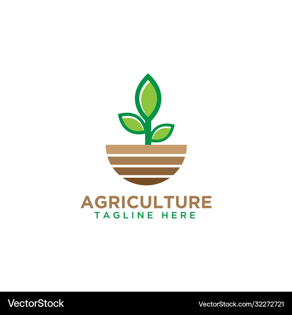 Leaf and soil logo design farm agriculture Vector Image