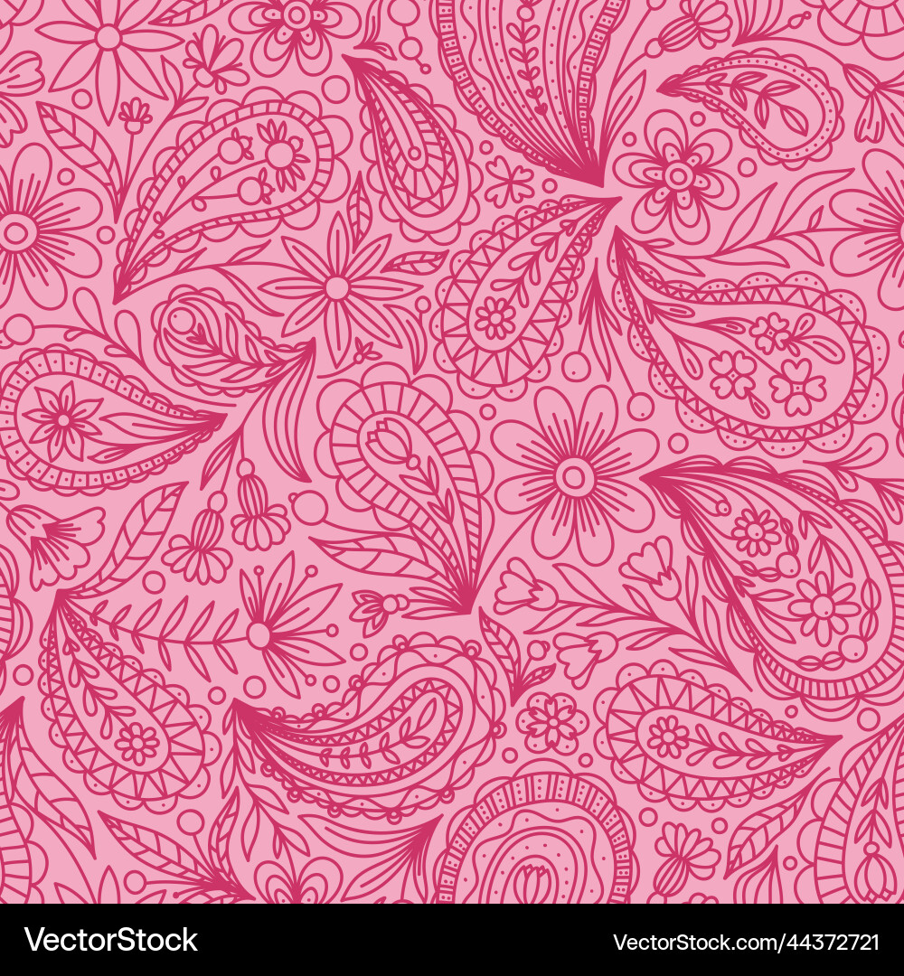 Light pink seamless background with pink paisley Vector Image