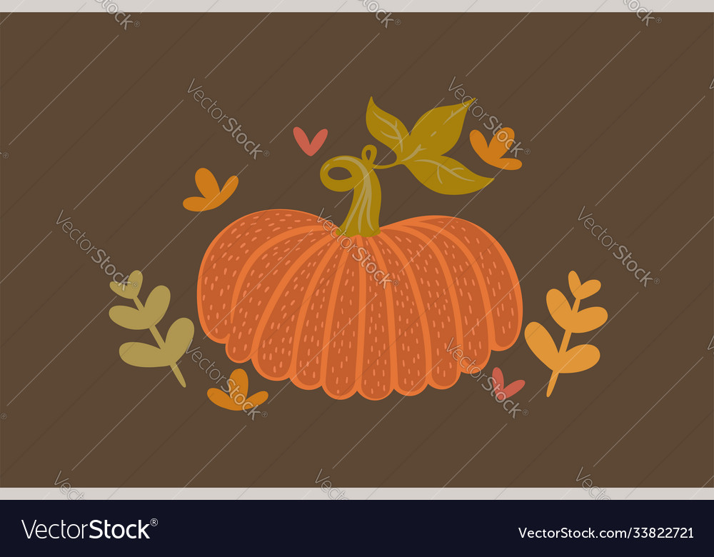 Poster with autumn pumpkin in warm colors Vector Image