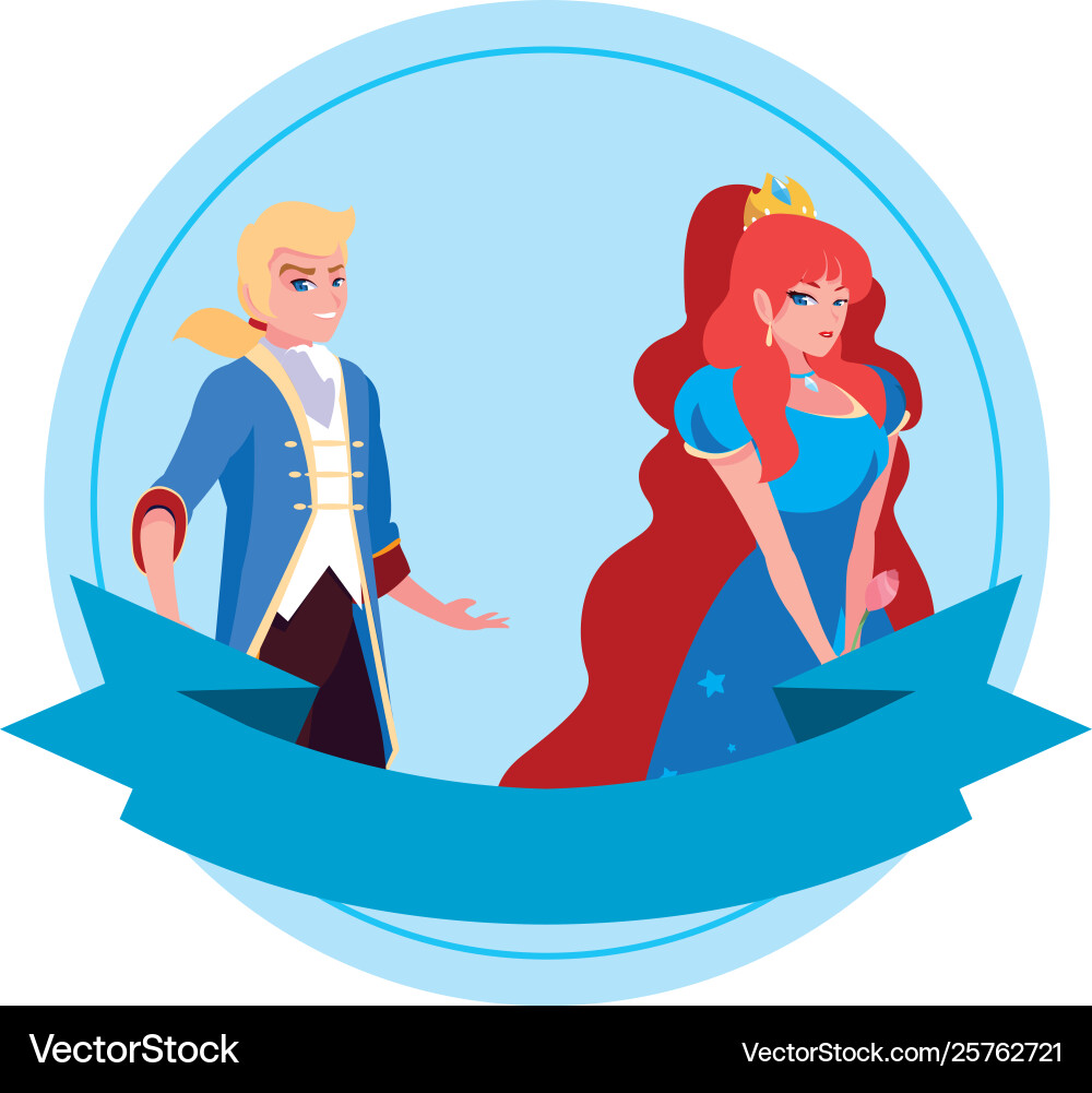 Prince charming and princess tales characters Vector Image