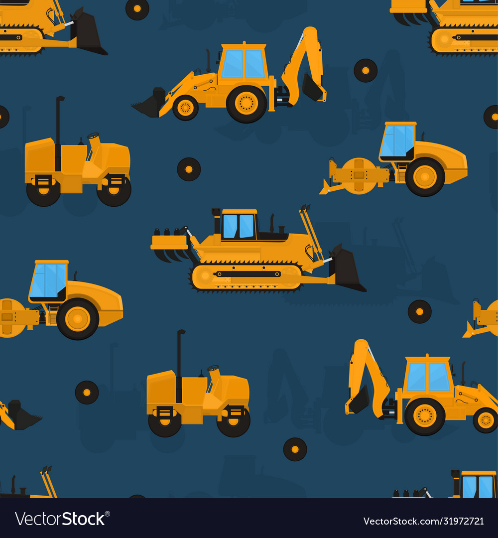 Seamless pattern with work machines Royalty Free Vector