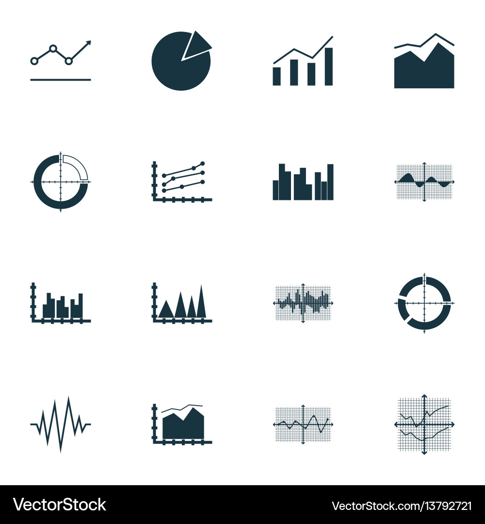 Set of graphs diagrams and statistics icons Vector Image