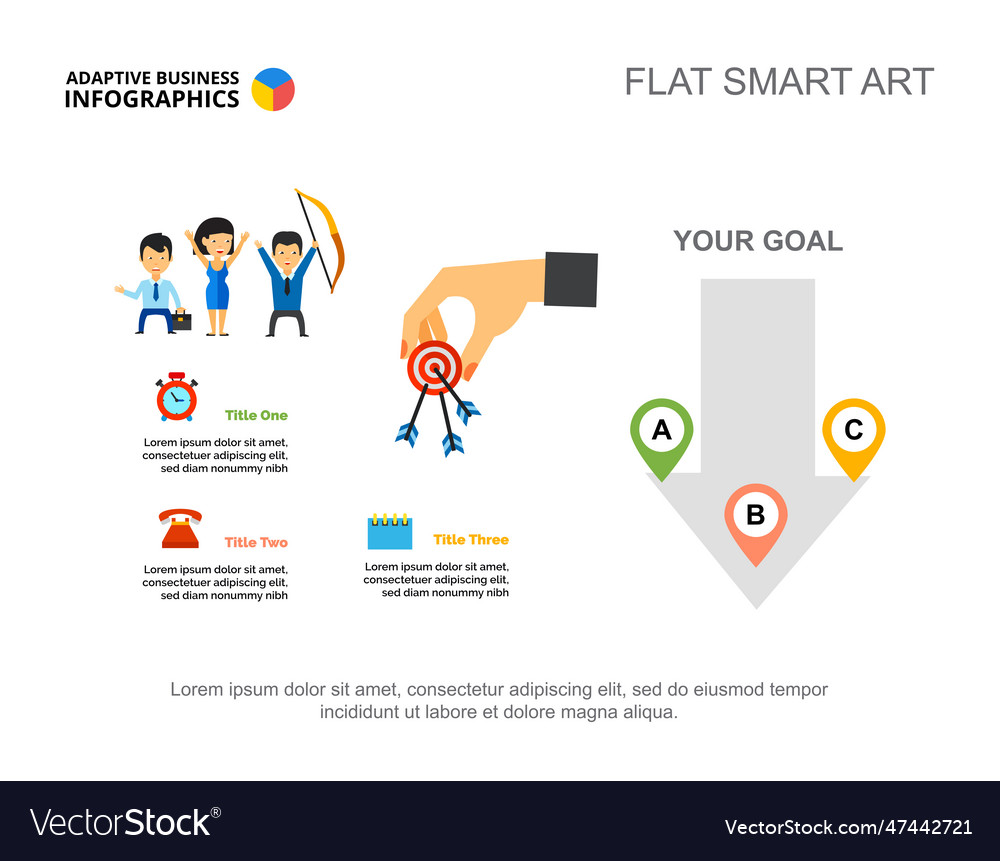 Three points goal slide template Royalty Free Vector Image
