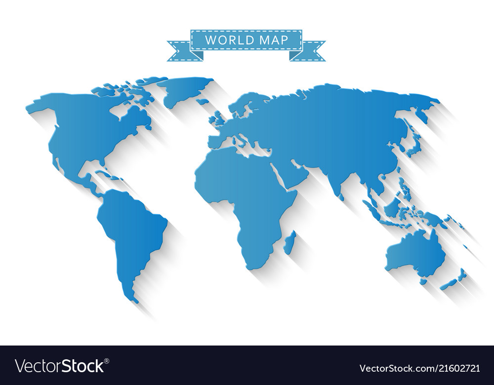 World map with long shadow Royalty Free Vector Image