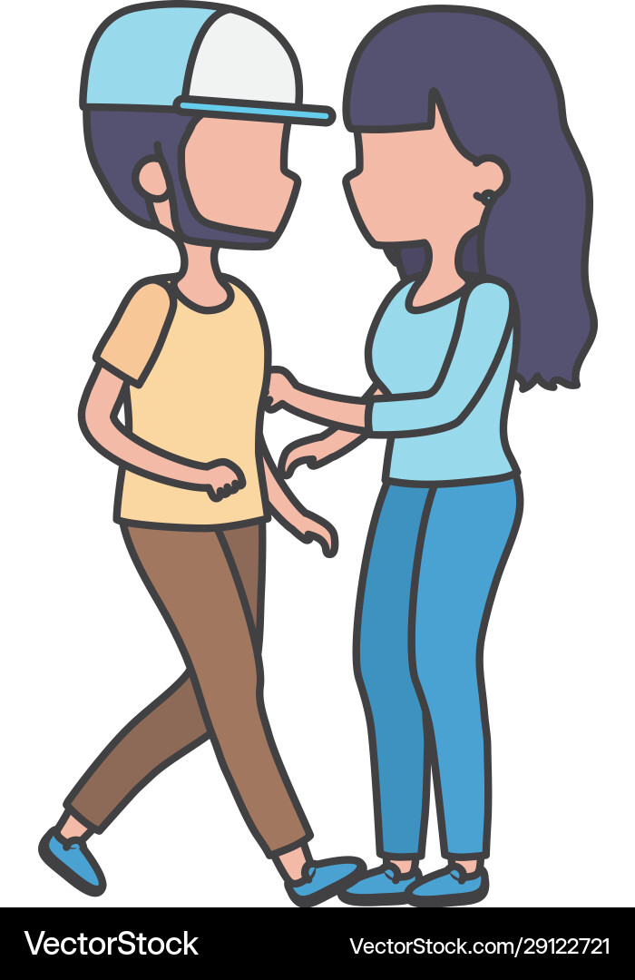 Young couple standing together cartoon characters Vector Image