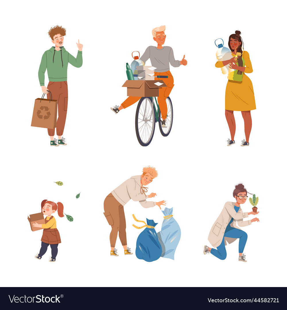 Zero waste lifestyle people sorting using Vector Image