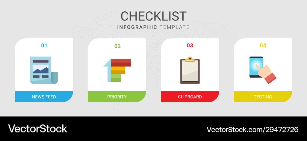 4 checklist flat icons set isolated on infographic