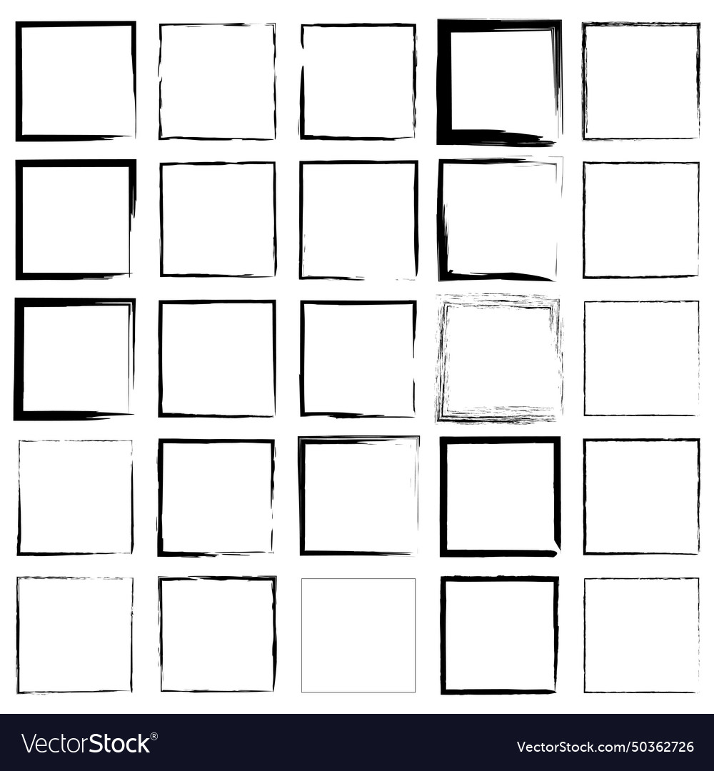 Collection of square frames from clean outlines Vector Image
