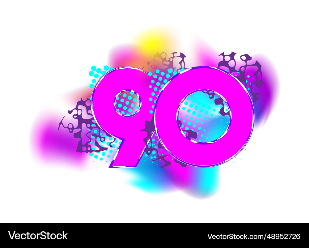 Colorful gradient halftone number 90 celebrating Vector Image