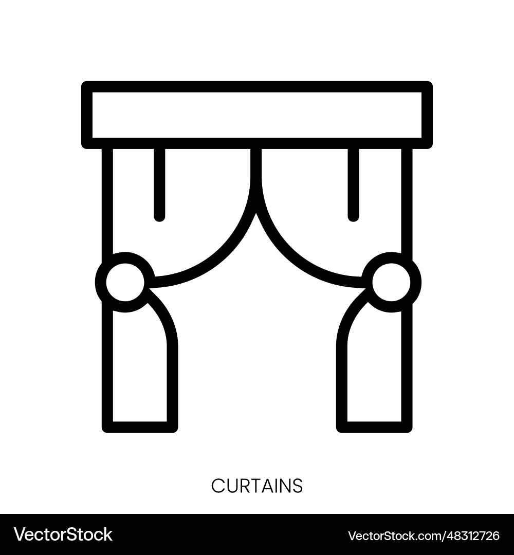 Curtains icon line art style design isolated Vector Image