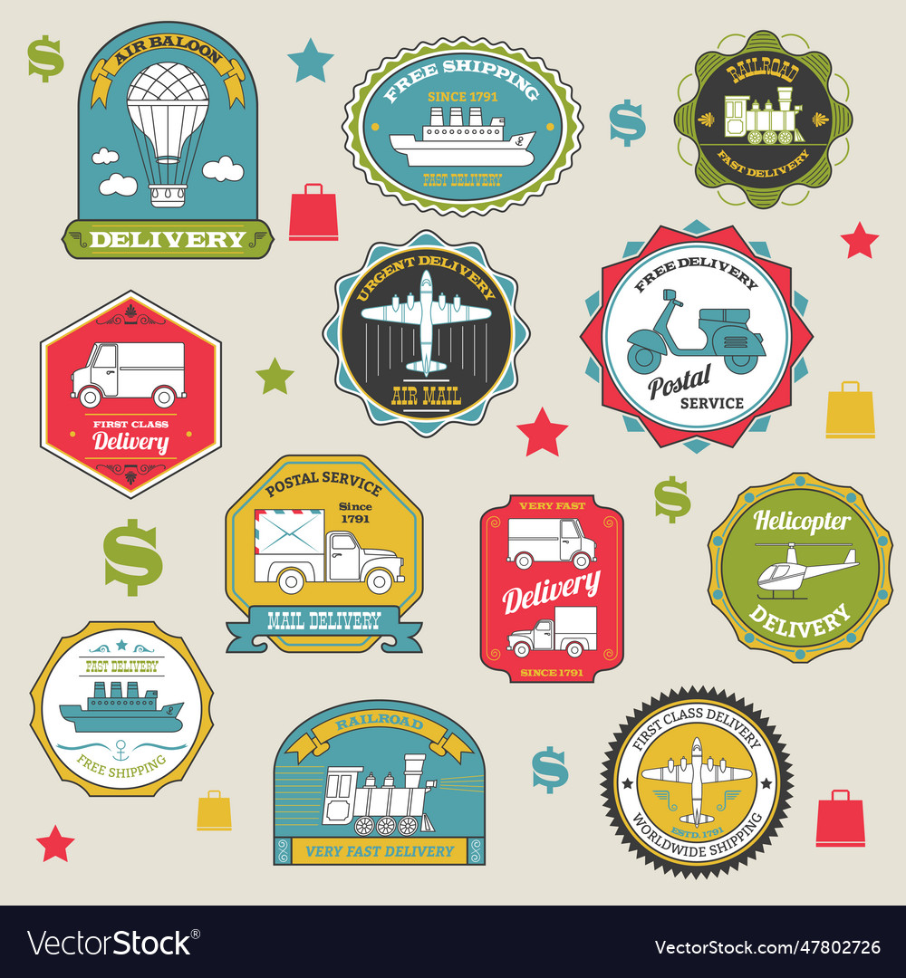 Delivery emblems colored emblems colored Vector Image