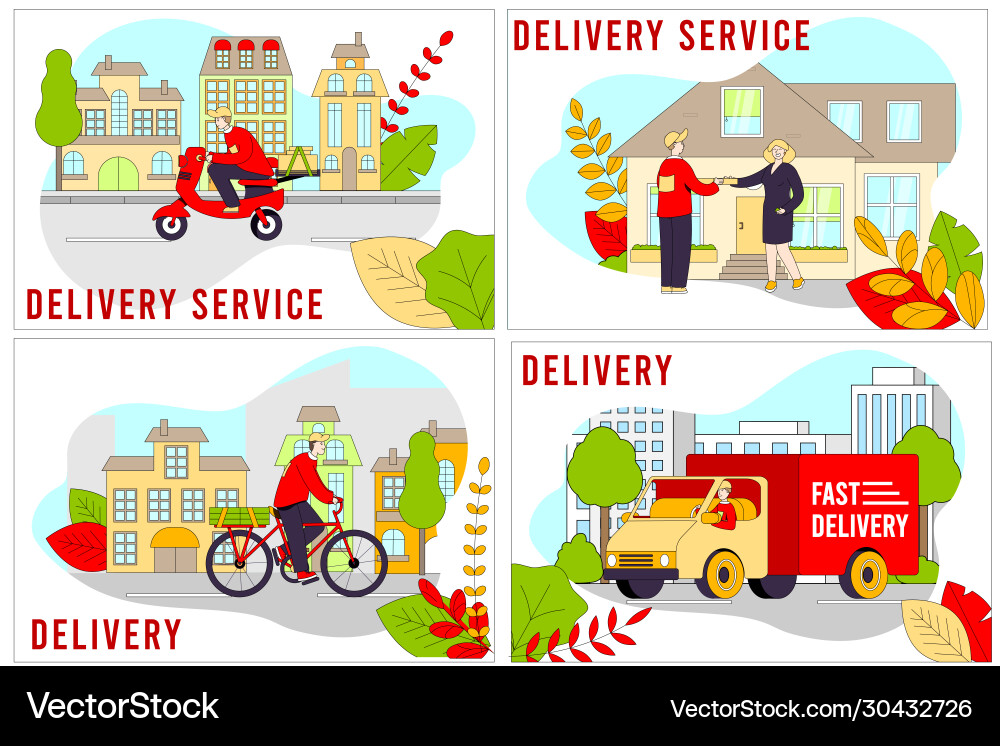 Delivery service cartoon line Royalty Free Vector Image