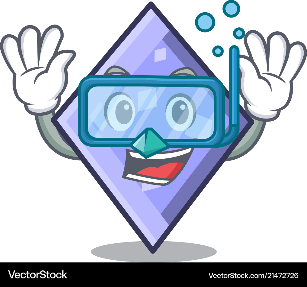 Diving rhombus character cartoon style Royalty Free Vector