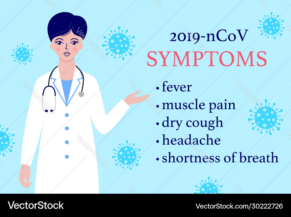 Doctor and symptoms coronavirus Royalty Free Vector Image