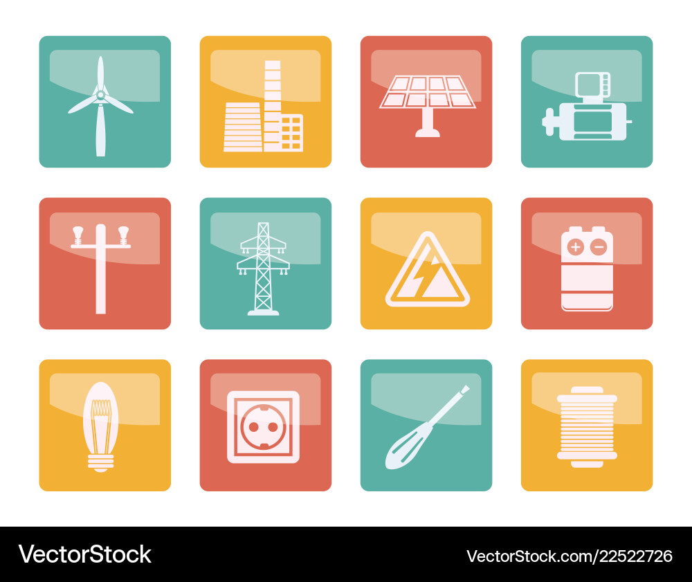 Electricity and power icons Royalty Free Vector Image