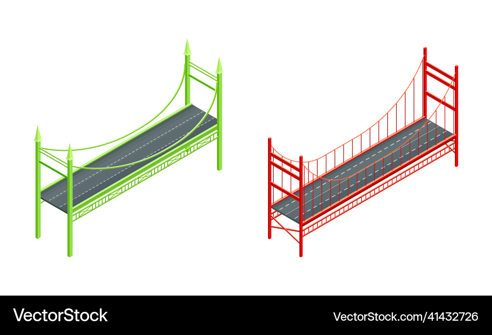 Fixed bridge with metal tie rod and oated Vector Image