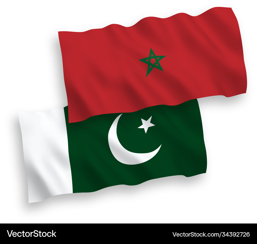 Flags morocco and pakistan on a white Royalty Free Vector